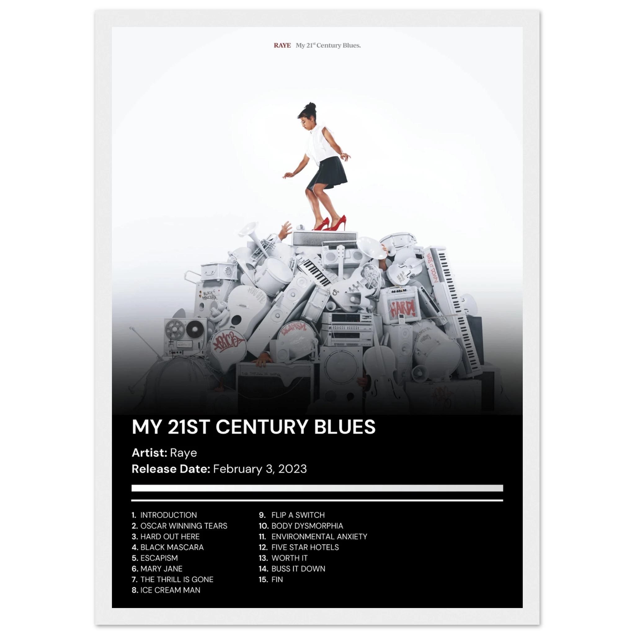 Raye - My 21st Century Blues - Premium Album Poster With Frame (Full A ...