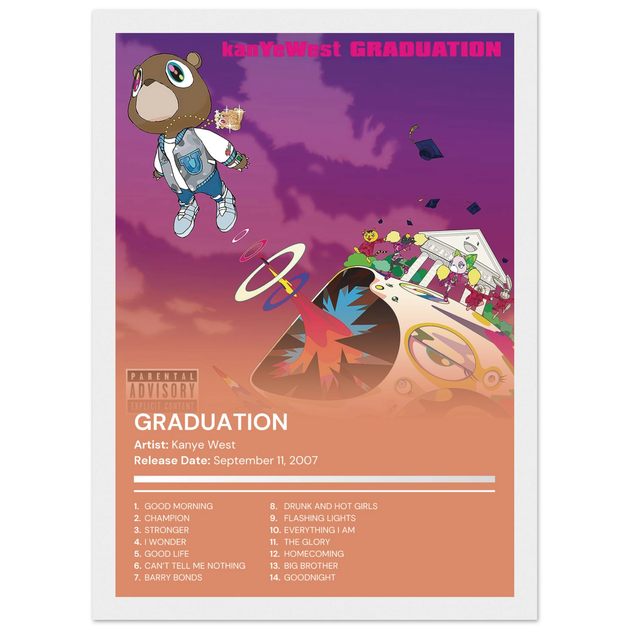 Kanye West - Graduation - Premium Album Poster With Frame (Full Art ...