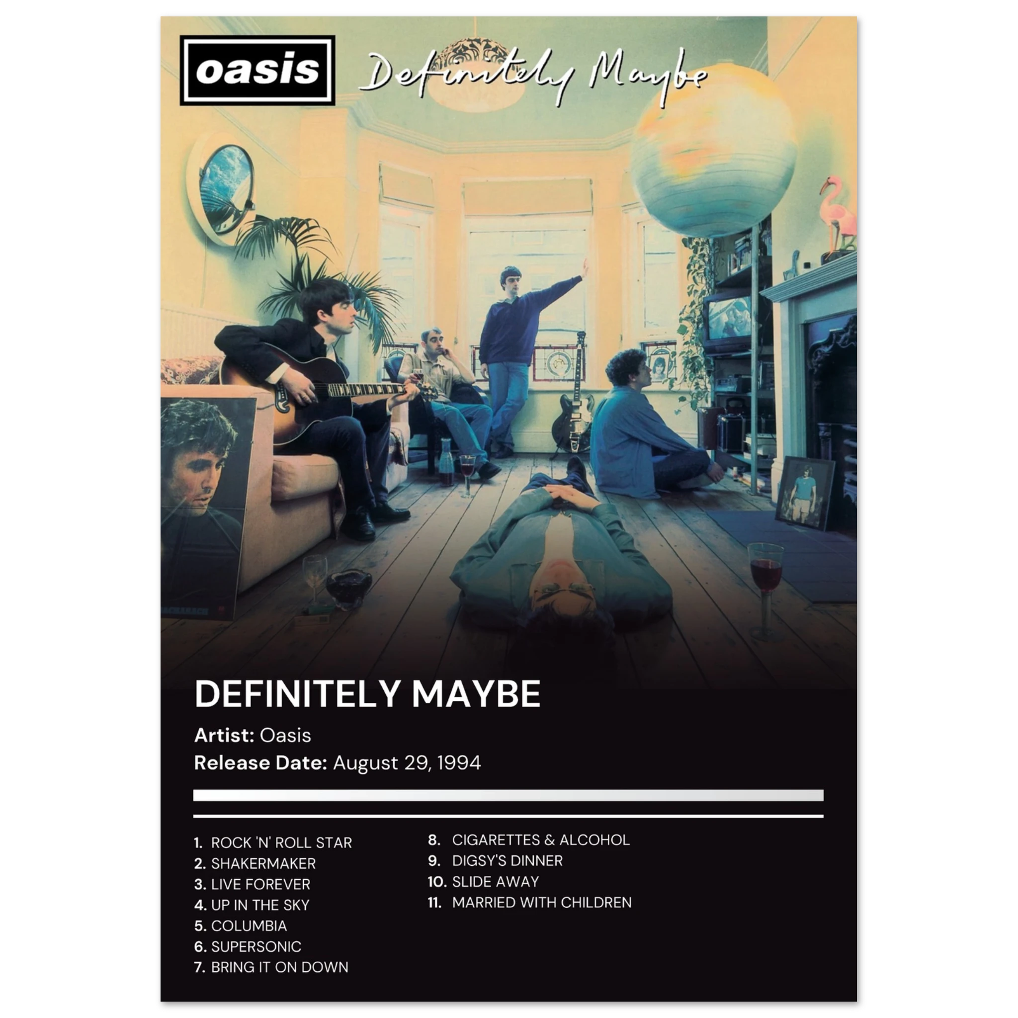 Oasis - Definitely Maybe - Premium Album Poster (Full Art) – Backstage ...